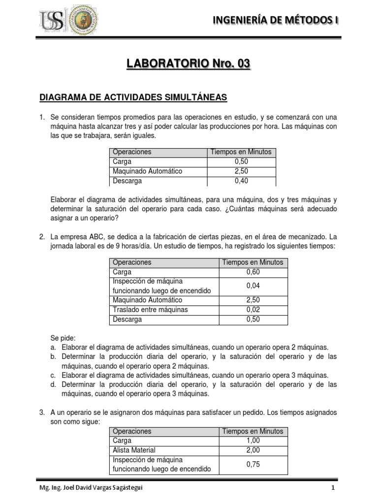 L3.0 IM I - USS - Estudio de Métodos - Diagrama de Actividades Simultáneas | PDF | Mecanizado ...