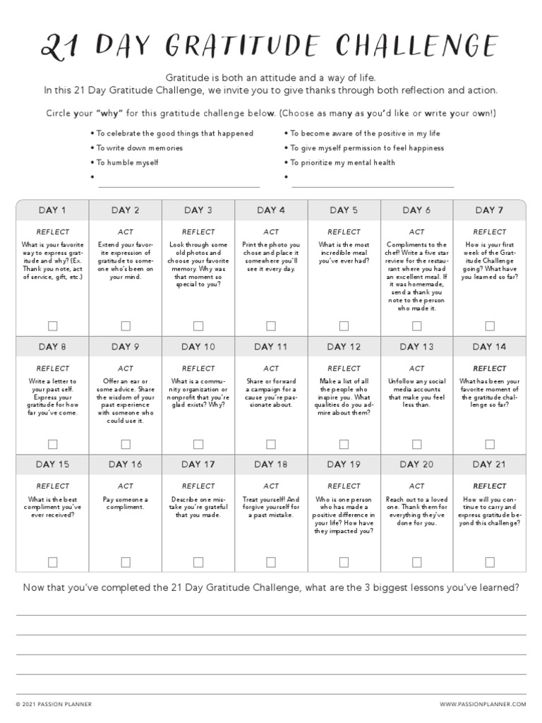 21 Day Gratitude Challenge | PDF | Gratitude | Psychological Concepts