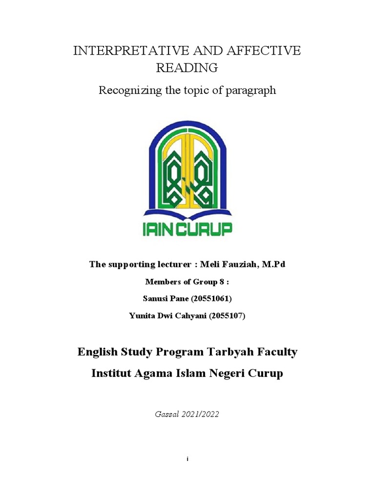 Interpretative and Affective Reading | PDF | Paragraph | Reading ...