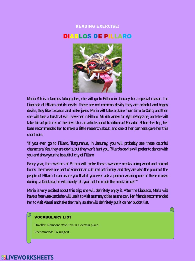 Reading Exercise:: Vocabulary List | PDF