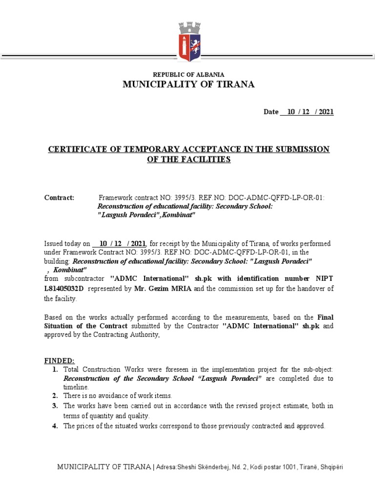 Akt I Marrjes Ne Dorezim Engl | PDF | Business Law | Private Law