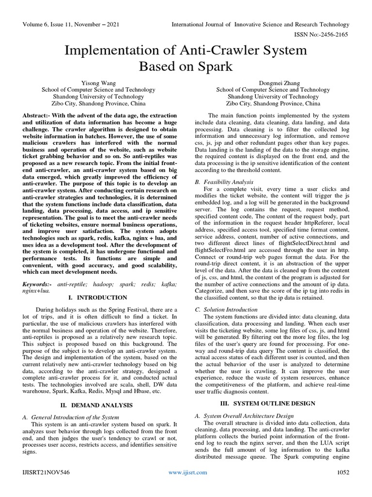 Implementation of Anti-Crawler System Based On Spark | PDF | Apache ...