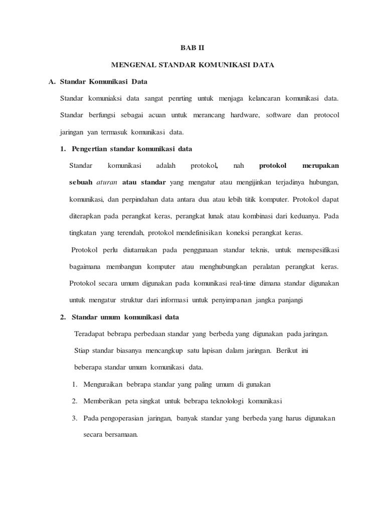 Materi Xi Bab II A Standar Komunikasi Datadocx | PDF