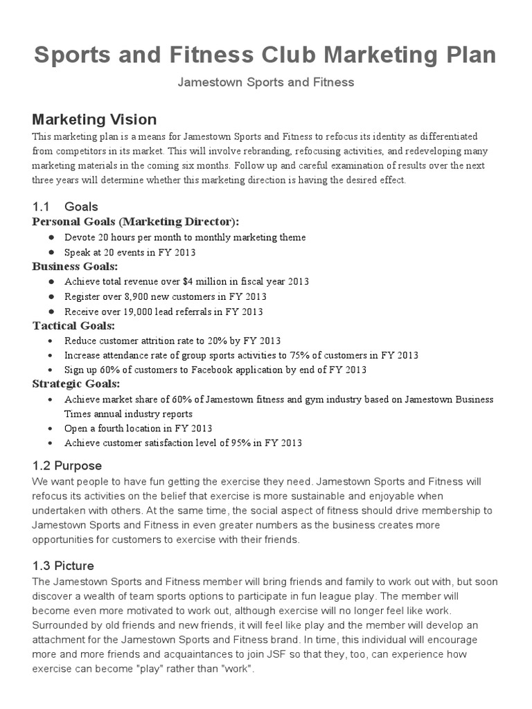 Sports and Fitness Club Marketing Plan | PDF | Advertising | Marketing