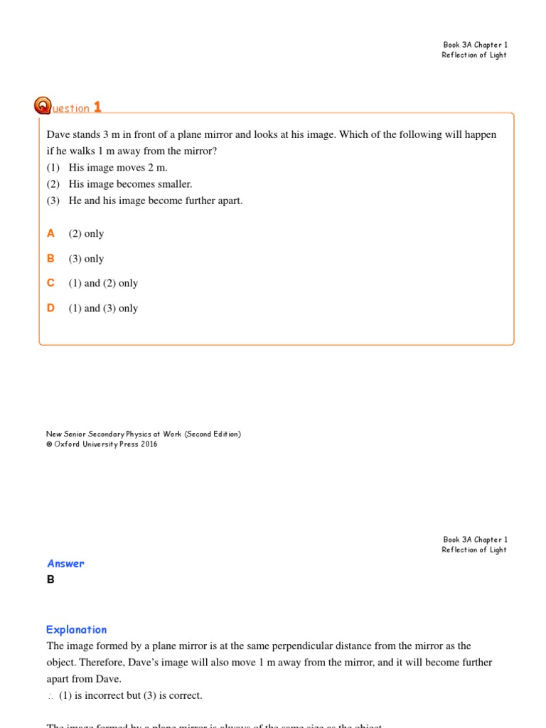 QC 3A01 | PDF | Reflection (Physics) | Mirror