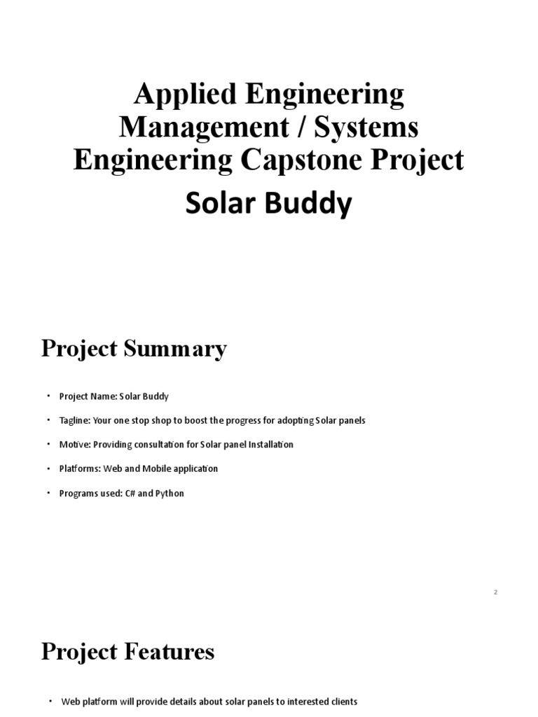 Applied Engineering Management / Systems Engineering Capstone Project | PDF