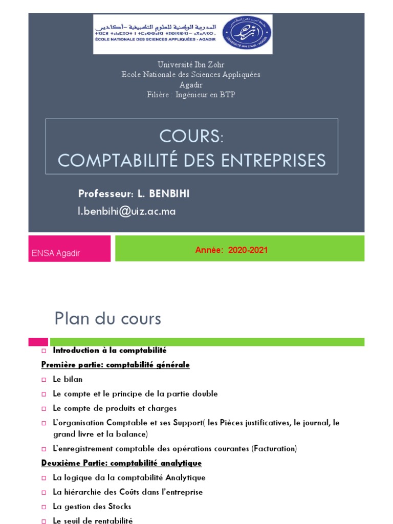 VF-Introduction - Comptabilité Des Eses - BTP - EnSA-2021 | PDF | Comptabilité | Investir