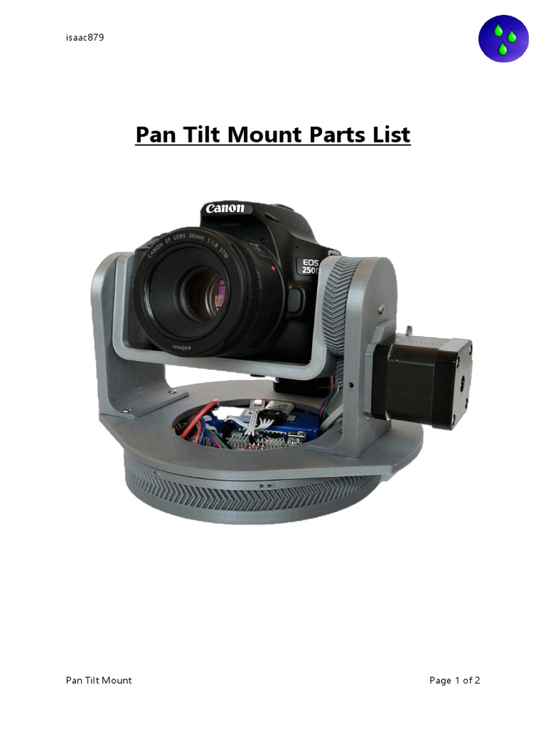 Pan Tilt Mechanism Parts List | PDF | Electrical Connector | Screw