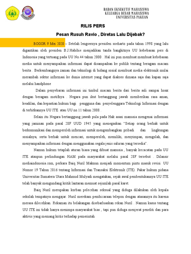 Rilis Pers Dispub | PDF