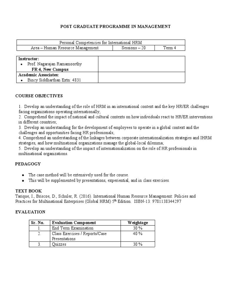Post Graduate Programme in Management | PDF | Human Resource Management ...