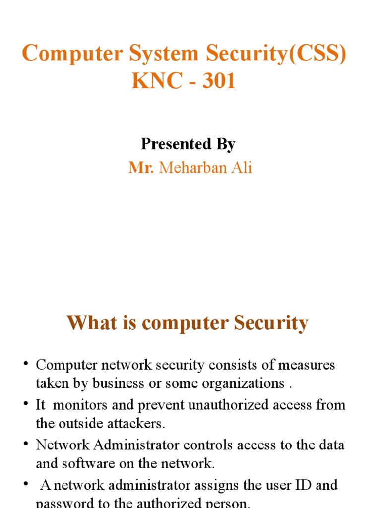 Computer System Security Css Knc 301 Pdf Encryption Malware 