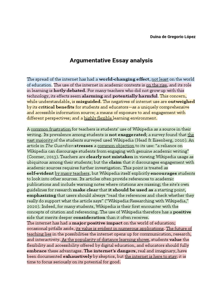Argumentative Essay Analysis: Self-Evident by Many Teachers, But ...