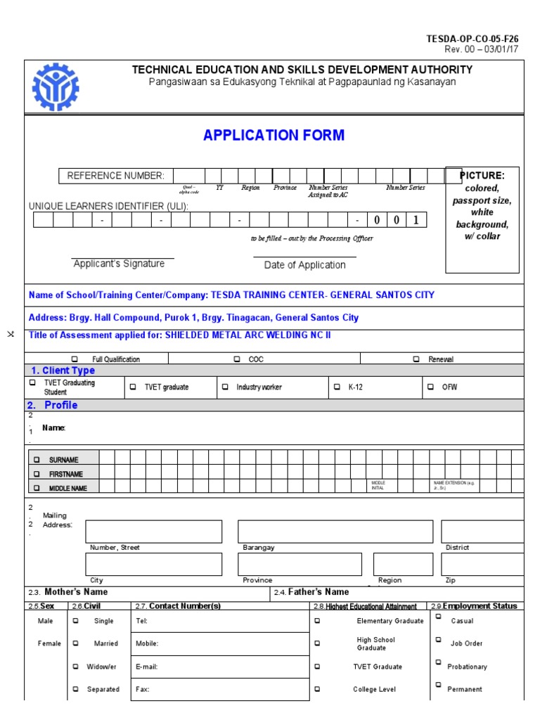 Application Form - Assessment | PDF