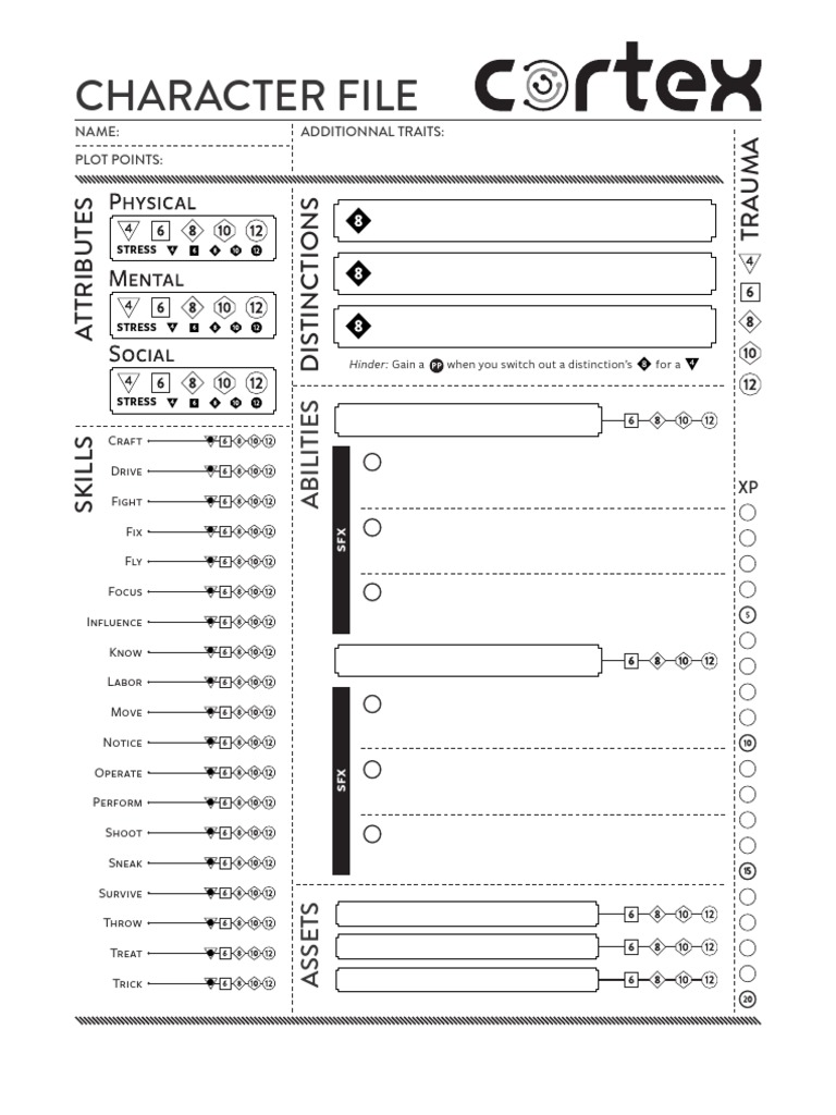 Character File: Name: Additionnal Traits: Plot Points | PDF