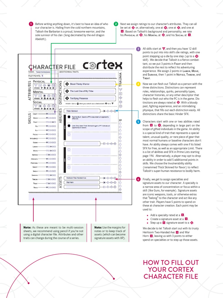 How To Fill Out Your Cortex Character File | PDF
