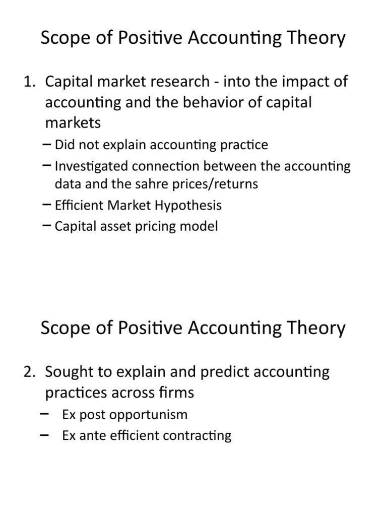 Scope of Positive Accounting Theory | PDF | Efficient Market Hypothesis ...