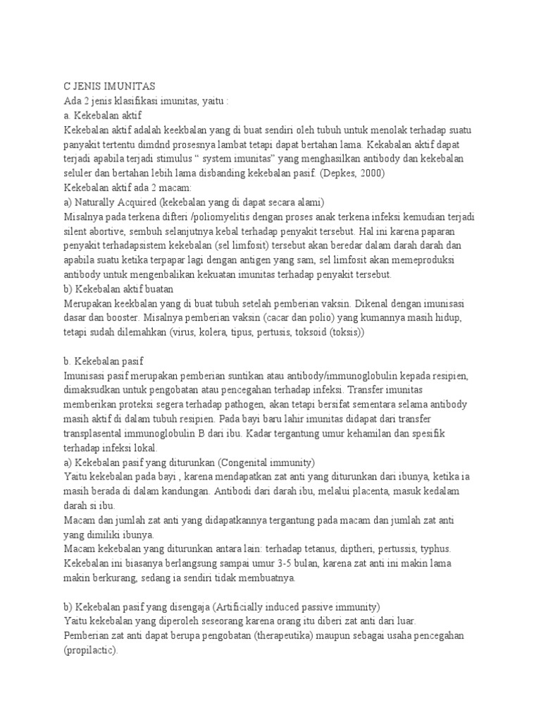 Jenis-Jenis Imunitas dan Penjelasannya | PDF | Olahraga