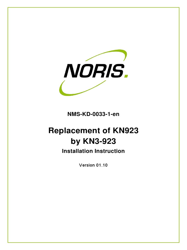 NMS-KD-0033-1-en - V01.10 - Replacement of KN923 by KN3-923 - Installation Instruction | PDF ...