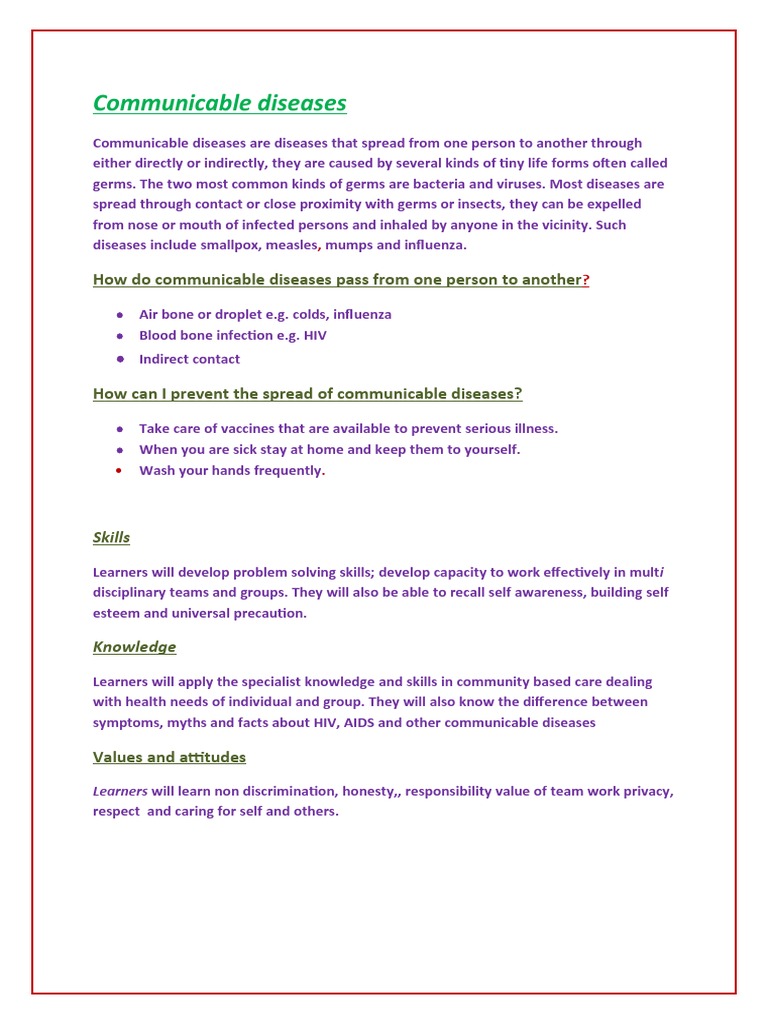 Understanding Communicable Diseases | PDF