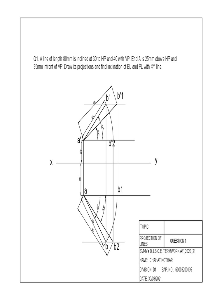 Projection of Lines Q1 | PDF
