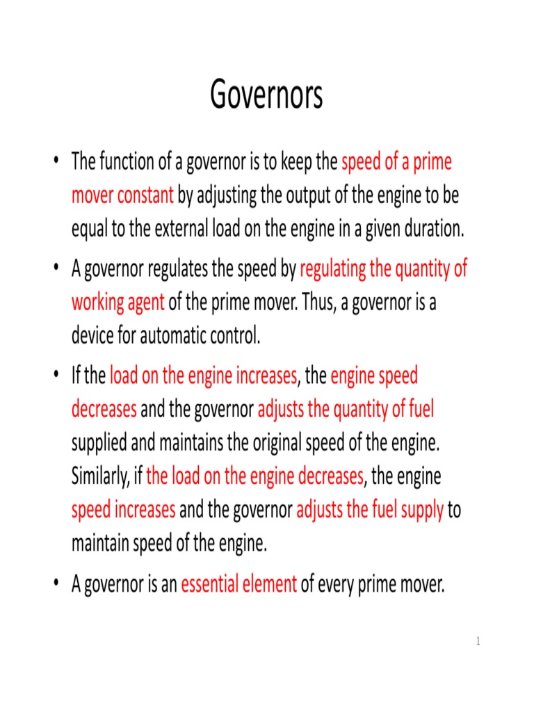 Governors: Speed of A Prime Mover Constant | PDF | Force | Speed