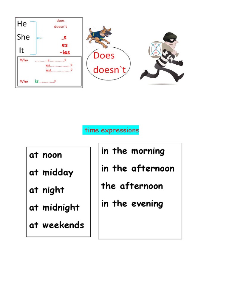 At Noon at Midday at Night at Midnight at Weekends in The Morning in ...