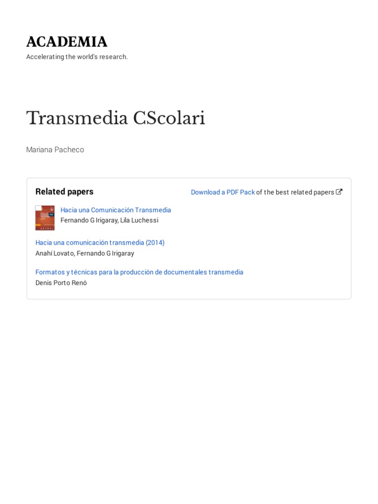 Narrativas Transmedia en la Era Digital | PDF