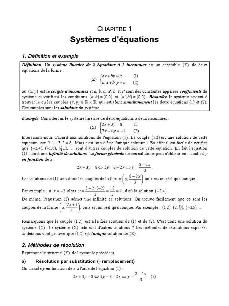 Résolution des systèmes d'équations linéaires | PDF | Système d ...