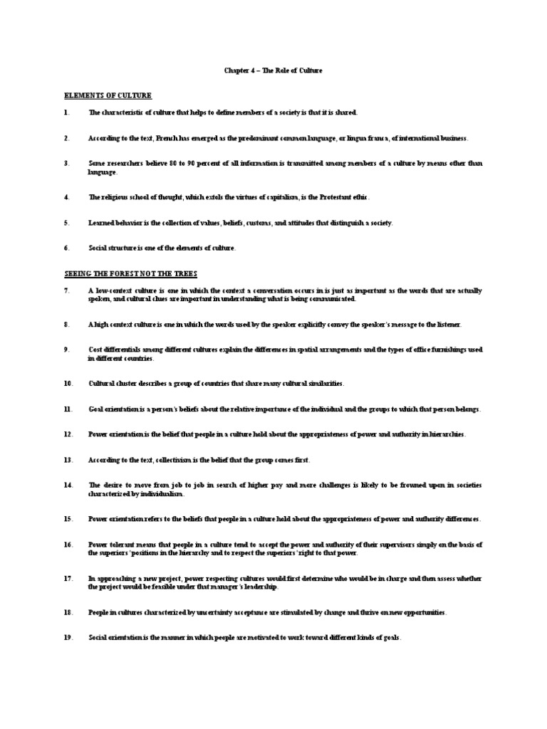 Chapter 4 - The Role of Culture | PDF | Collectivism | Society