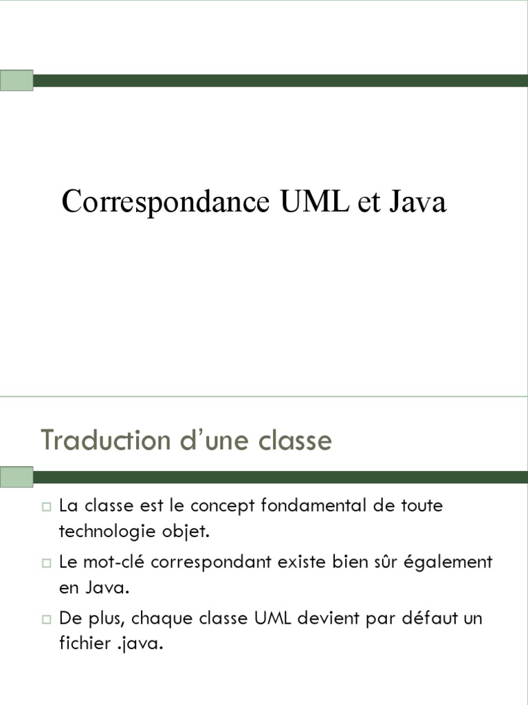 UML et Java : Traduction des Concepts | PDF | Classe (informatique) | Java (Langage de ...