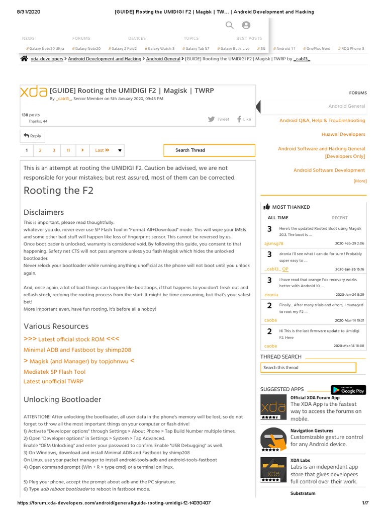 (GUIDE) Rooting The UMIDIGI F2 - Magisk - TW - Android Development and Hacking | PDF | Android ...