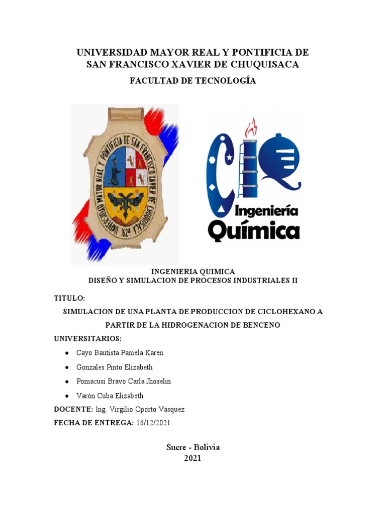 Proyecto Final-Simu-Produccion de Ciclohexano | PDF | Benceno | Petróleo