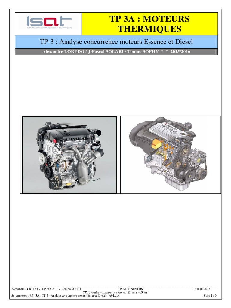 TP 3a - Moteurs Thermiques | PDF | Injection (moteur) | Biens manufacturés