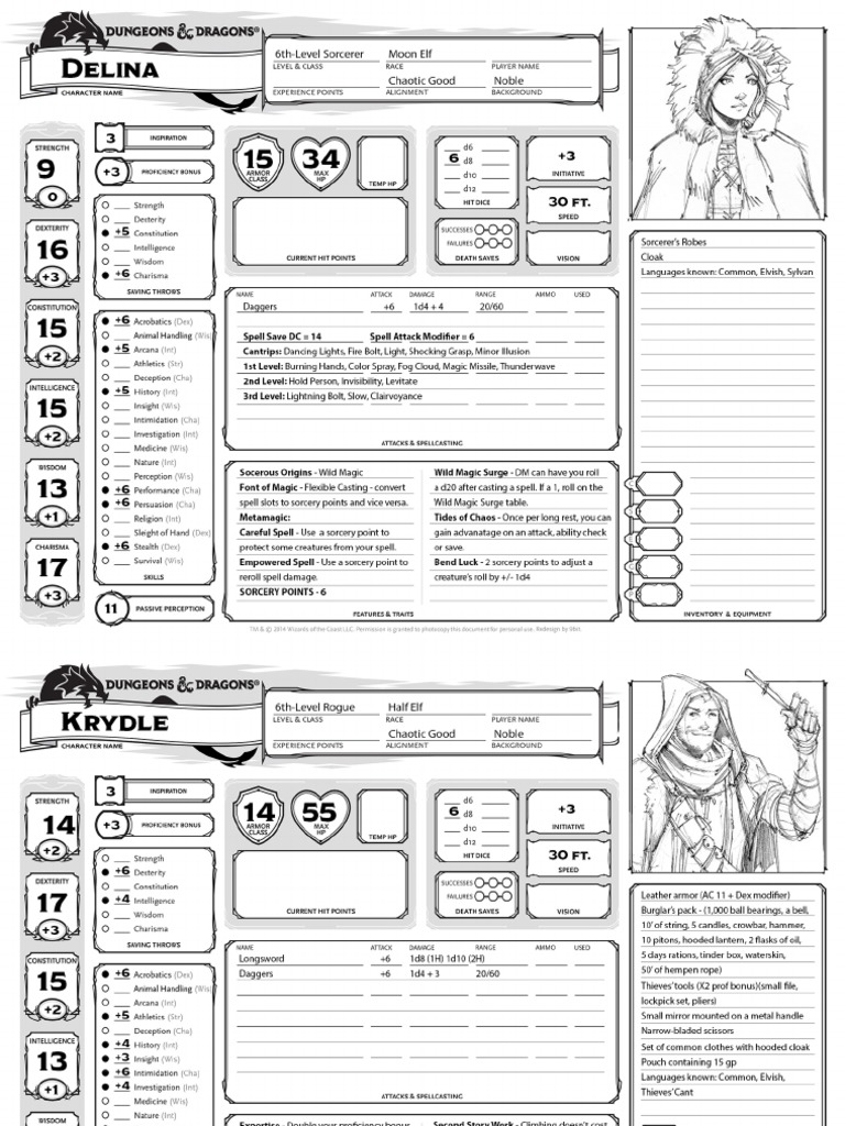 Heroes of Baldur S Gate Sheets | PDF