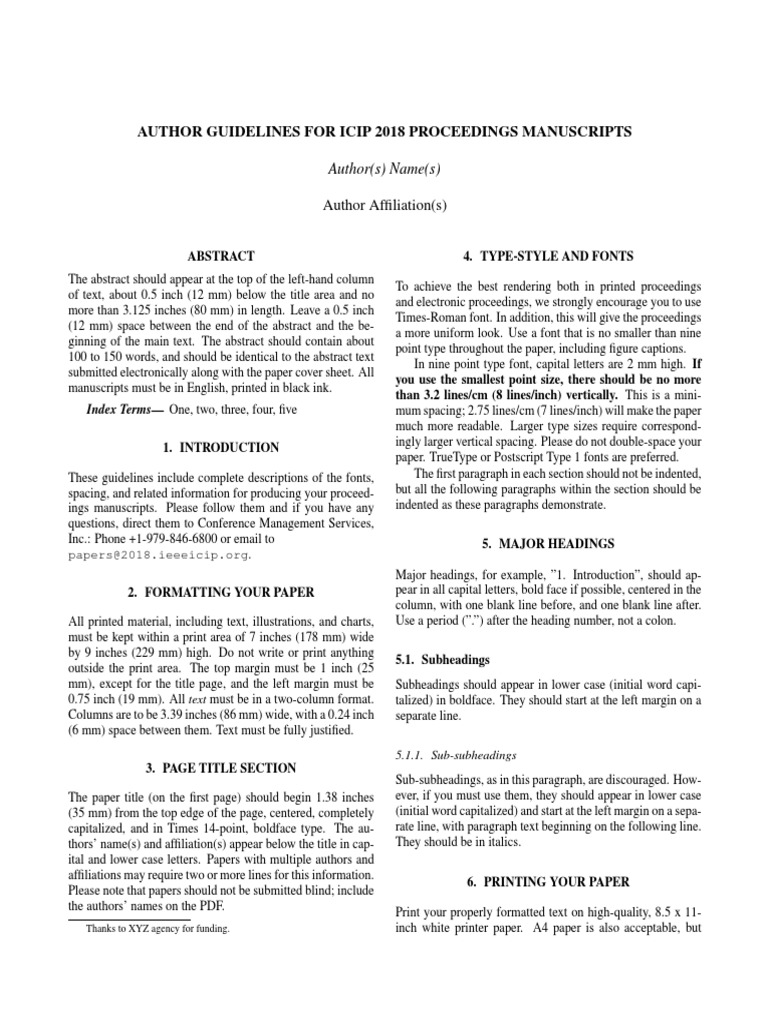 Author Guidelines For Icip 2018 Proceedings Manuscripts Author(s) Name ...