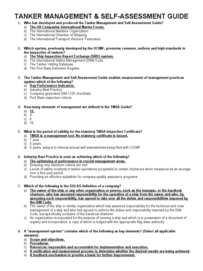 CD # 0157 Tanker Management and Self-Assessment Guide | PDF | Audit ...