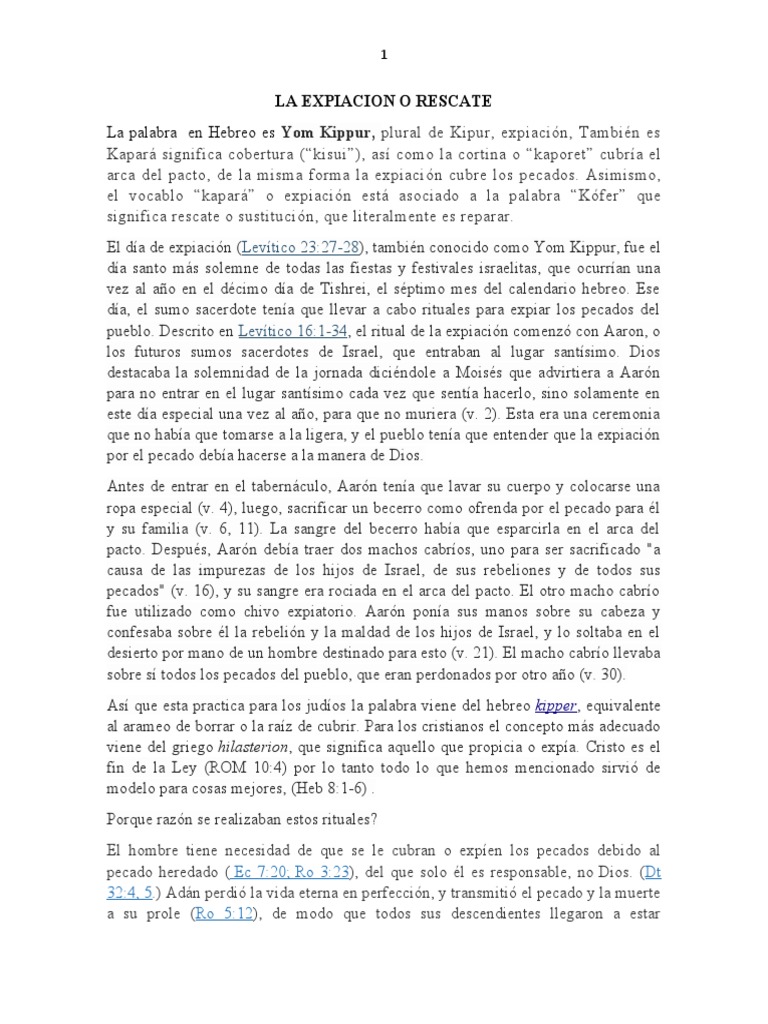 Significado de Yom Kippur y Expiación | PDF | Pecado | Cristo (título)