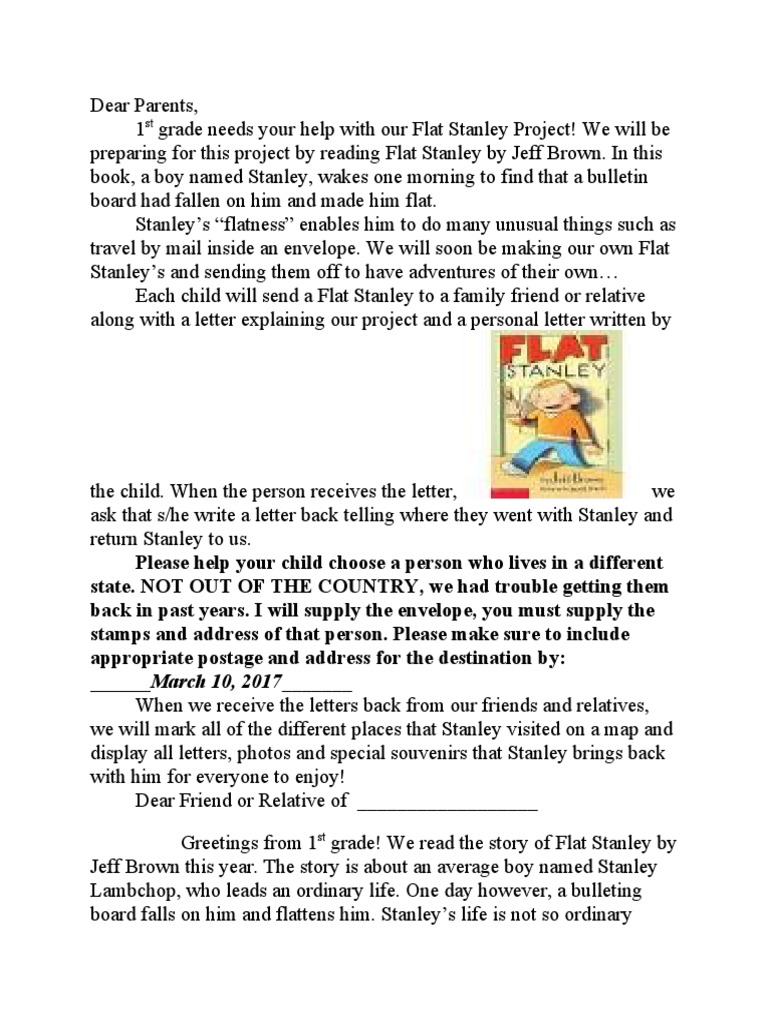 Flat Stanley Letter | Download Free PDF | Written Communication ...