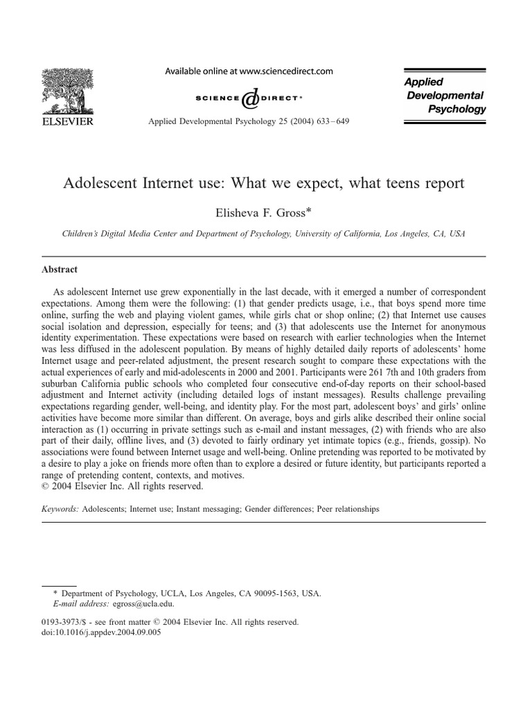7.adolescent Internet Use What We Expect, What Teens Report | PDF ...