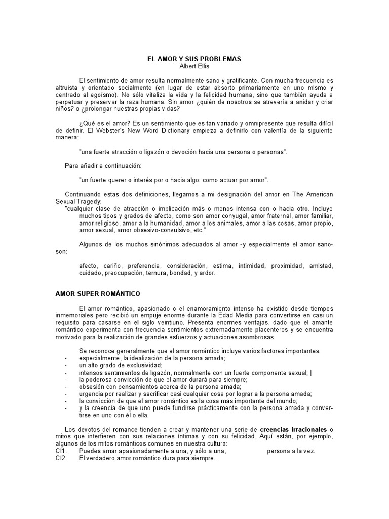 El amor romántico y sus mitos: Un análisis racional-emotivo de las ...