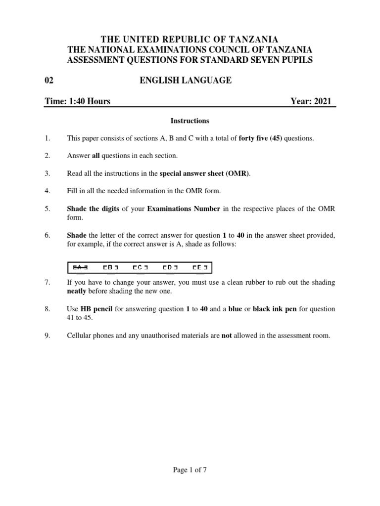 02 English Language Example | PDF