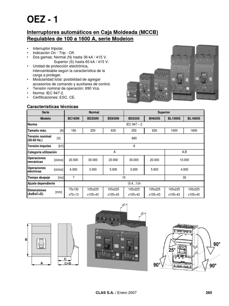 Especificaciones Tecnicas Breaker Motorizados OEZ | PDF | Bienes ...