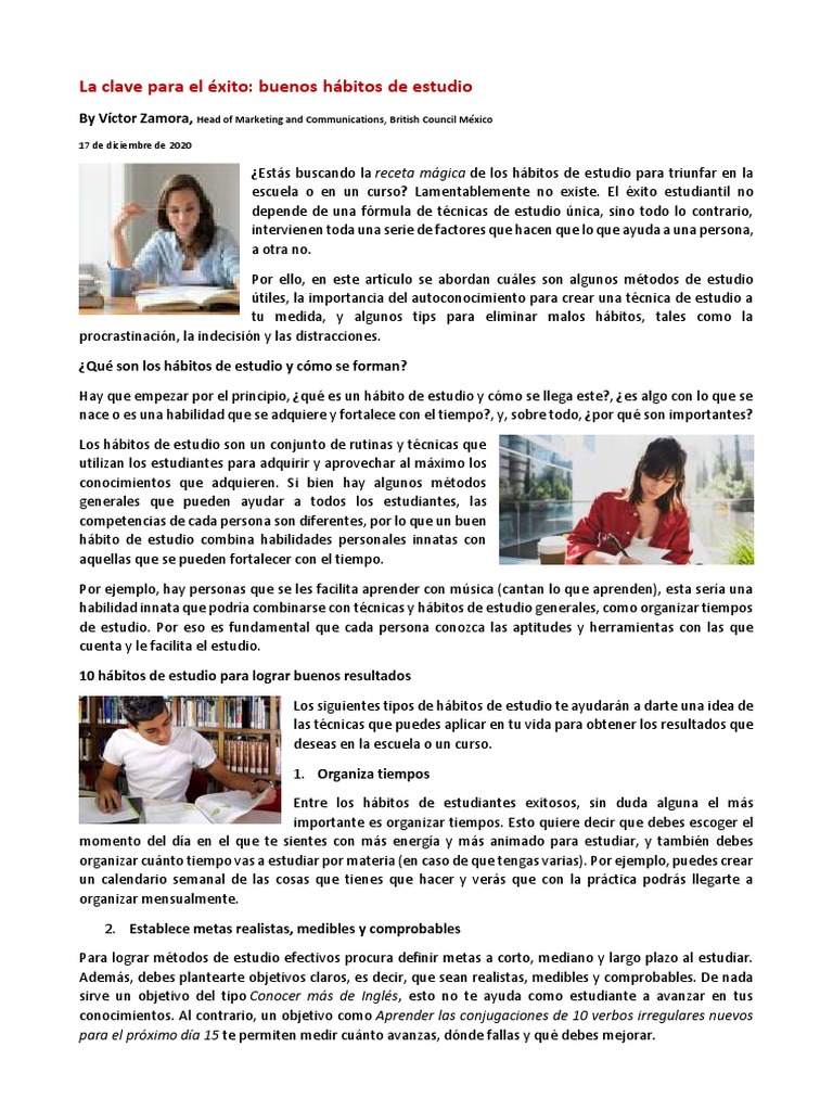 Habitos de Estudio | PDF | Prueba (evaluación)