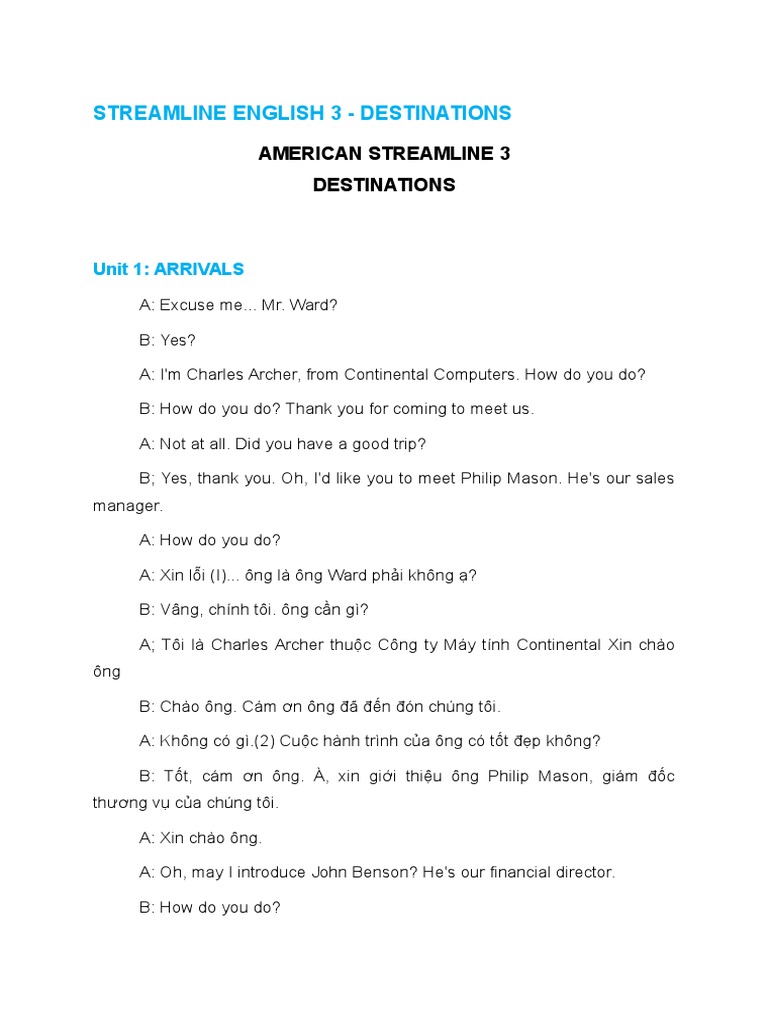 Streamline English 3 - Destinations | PDF