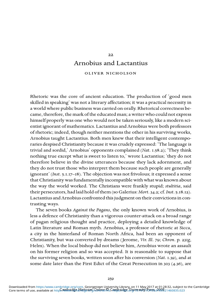 Arnobius and Lactantius | PDF | God | Constantine The Great