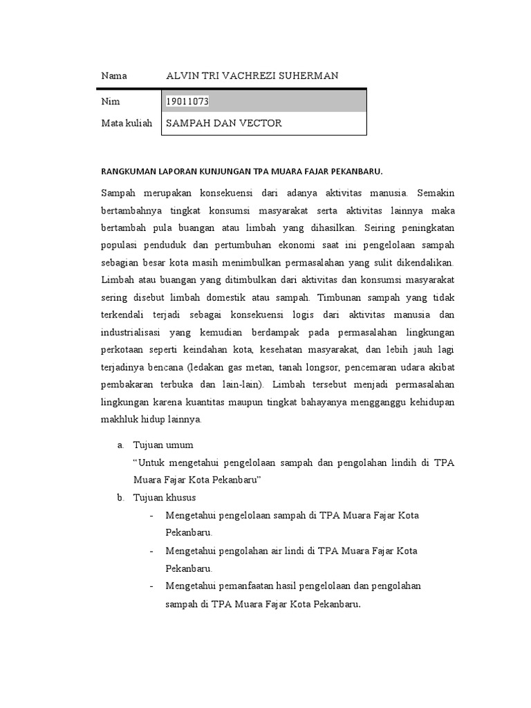 Rngkuman Laporan Kunjungan Tpa | PDF | Sains & Matematika