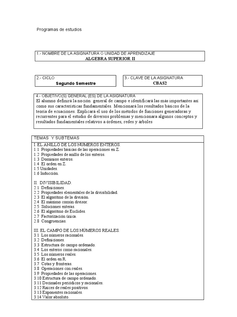 Algebra Superior Ii | PDF | Factorización | División (Matemáticas)