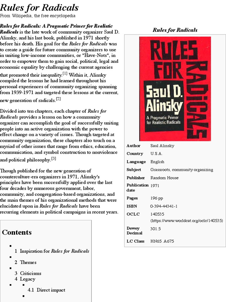 Rules For Radicals Rules For Radicals Ru | PDF | Activism | Community Development