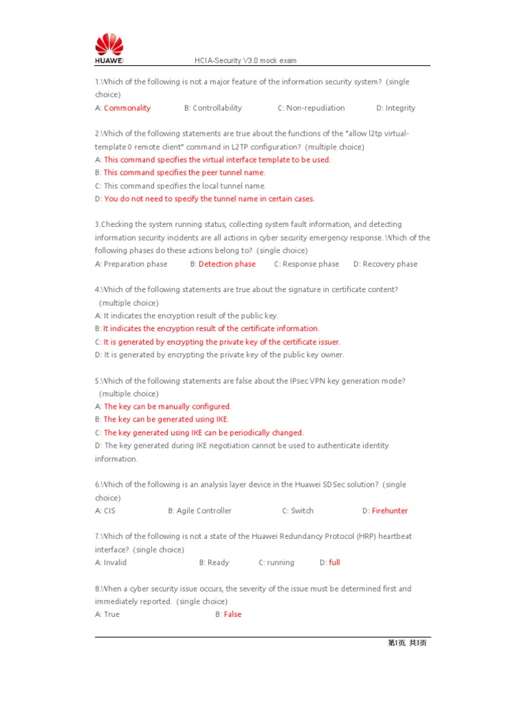 HCIA Security V3.0 Mock Exam | PDF | Computer Virus | Computer Network