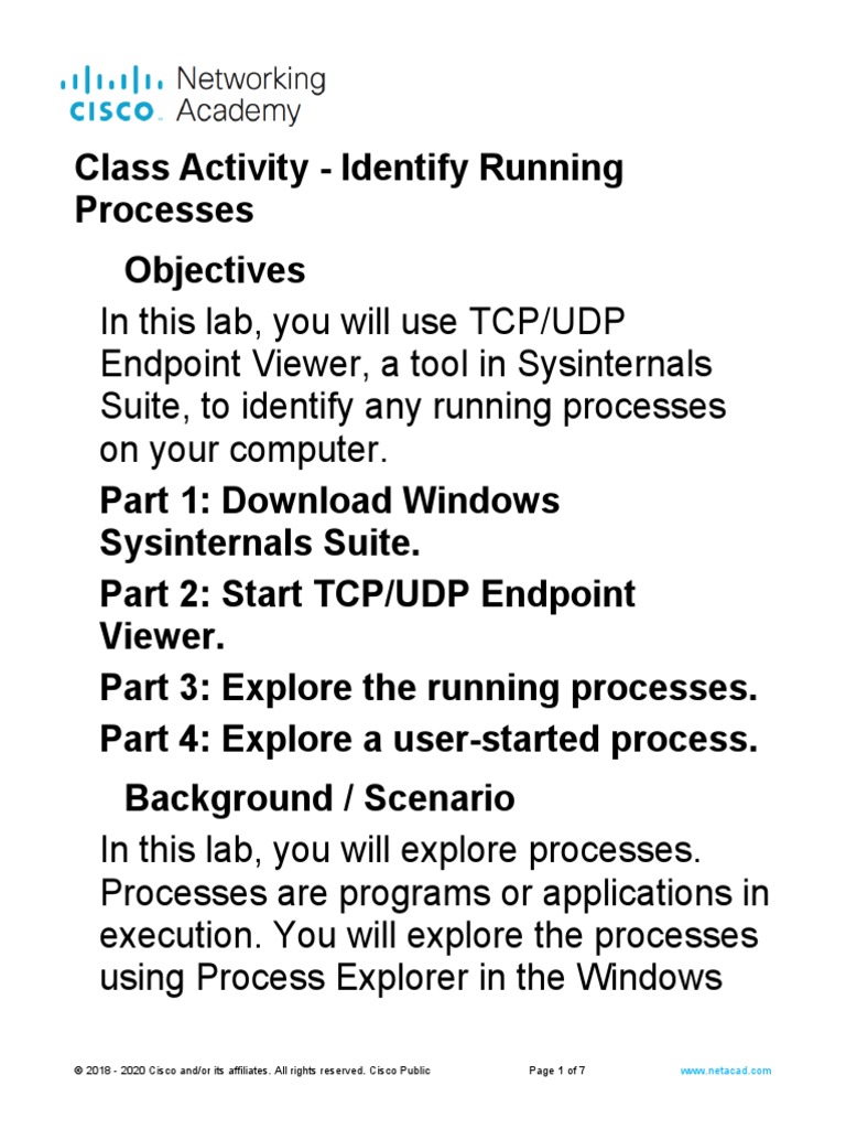 Class Activity - Identify Running Processes Objectives | PDF ...